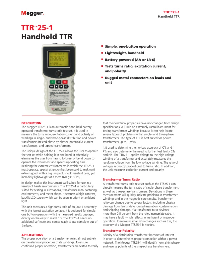 TTR25-1 DS Us | PDF | Transformer | Electricity