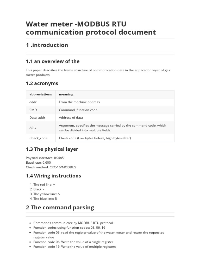 Modbus Rtu Protocol - en | PDF | Computer Networking | Telecommunications