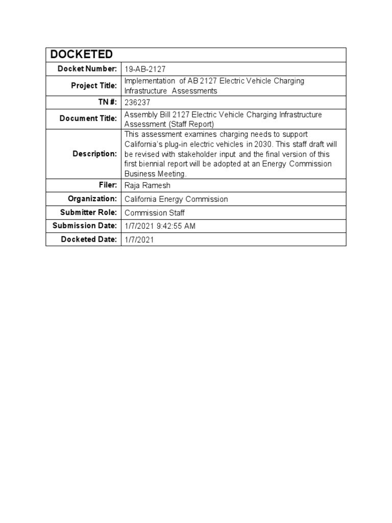 Electric Vehicle Charging Infrastructure Assessment | PDF | Transport ...