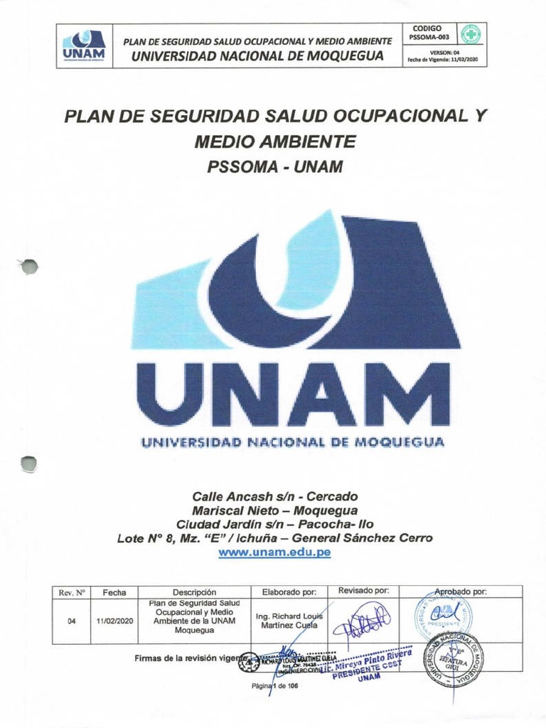 Plan de Seguridad Salud Ocupacional y Medio Ambiente | PDF