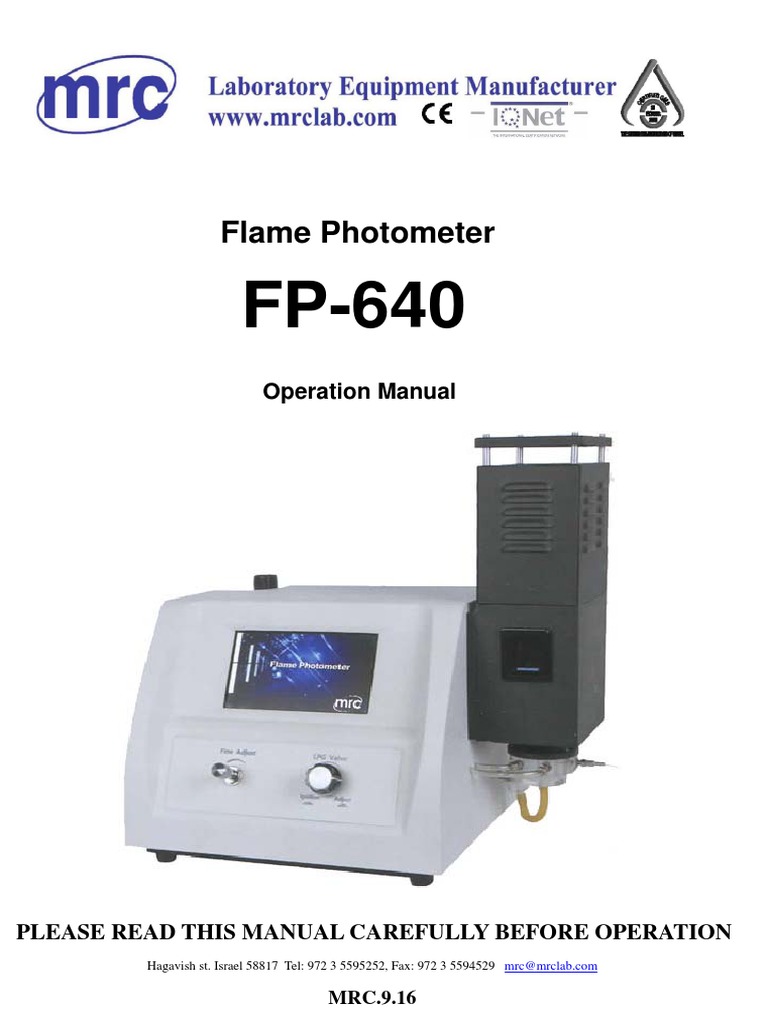 Flame Photometer: Operation Manual | PDF | Potassium Chloride | Potassium
