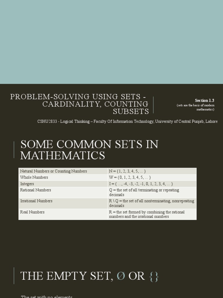LT Lecture 11 Problem Solving Using Sets | PDF | Set (Mathematics ...