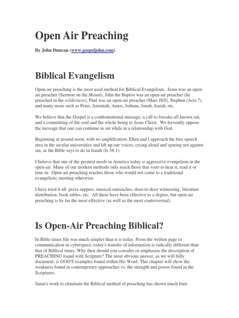Open Air Preaching: Biblical Evangelism | PDF | John The Baptist ...