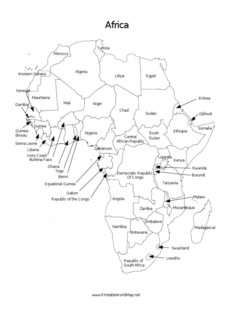 Africa Labeled Map | PDF | Africa | North Africa
