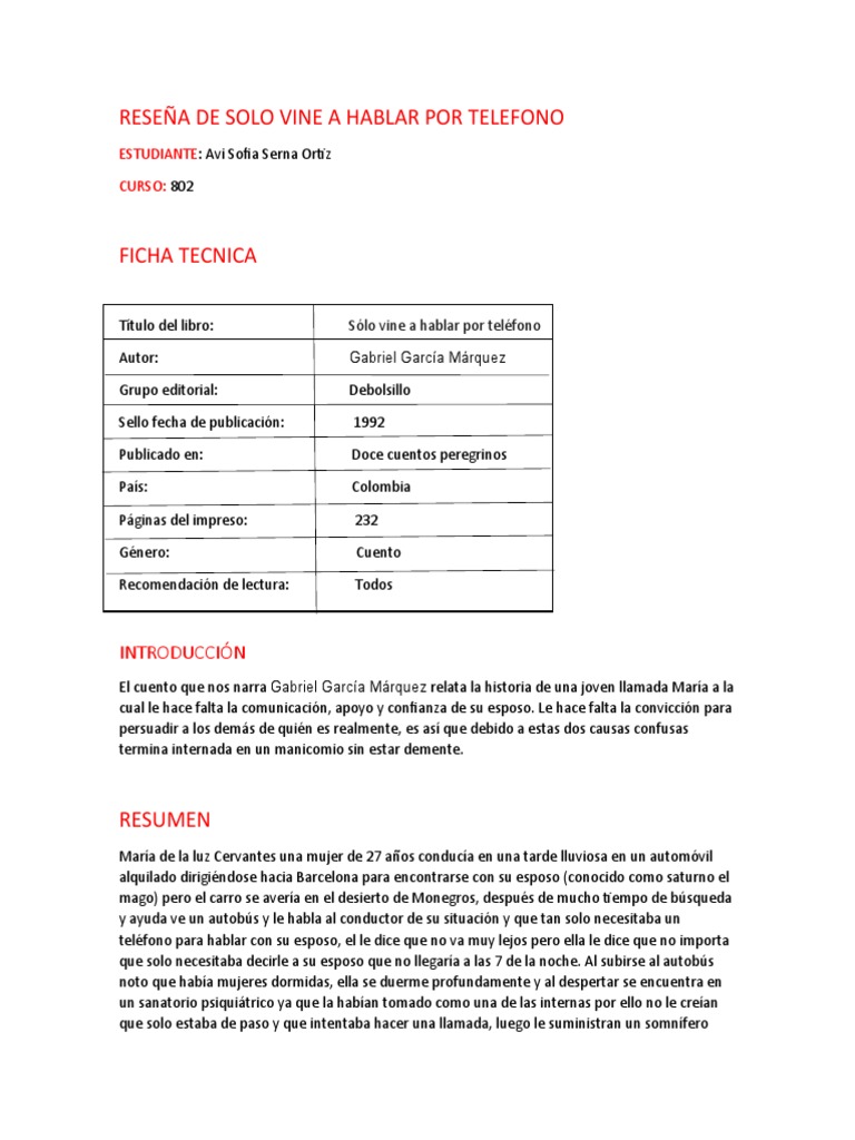 Análisis de "Solo vine a hablar" | PDF