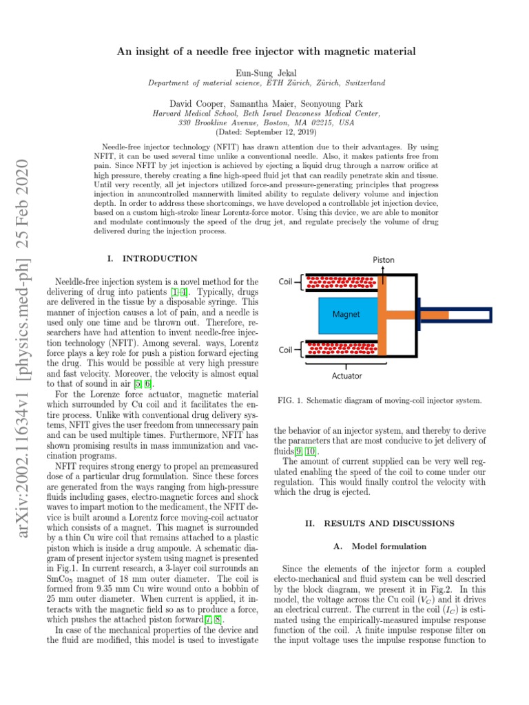 Needle Free Injector | PDF | Inductor | Friction