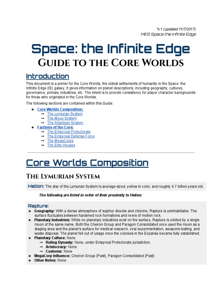 Guide To The Core Worlds MES IE | PDF | Recruit Training | Military Rank