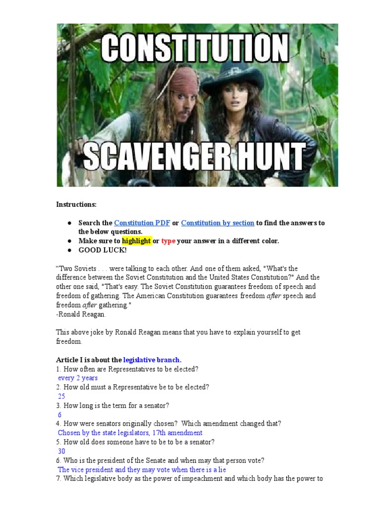 Nylah Robinson-Winchester - Constititution Scavenger Hunt | PDF | U.S ...
