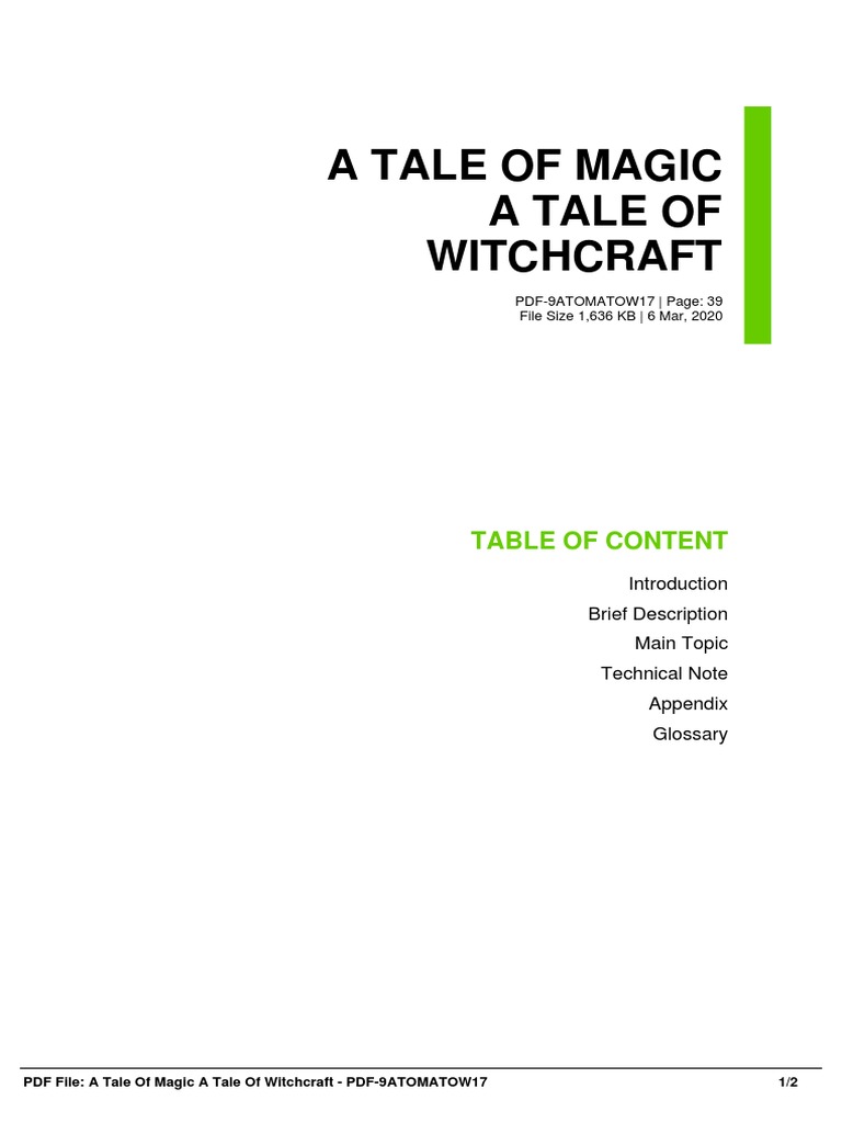 A Tale of Magic A Tale of Witchcraft | PDF