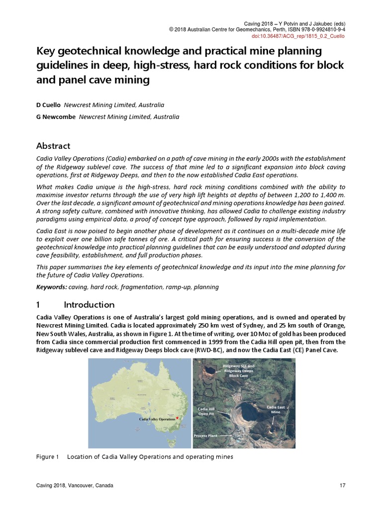 Geotechnical Guidelines for Block Caving | PDF | Mining | Hydraulic ...