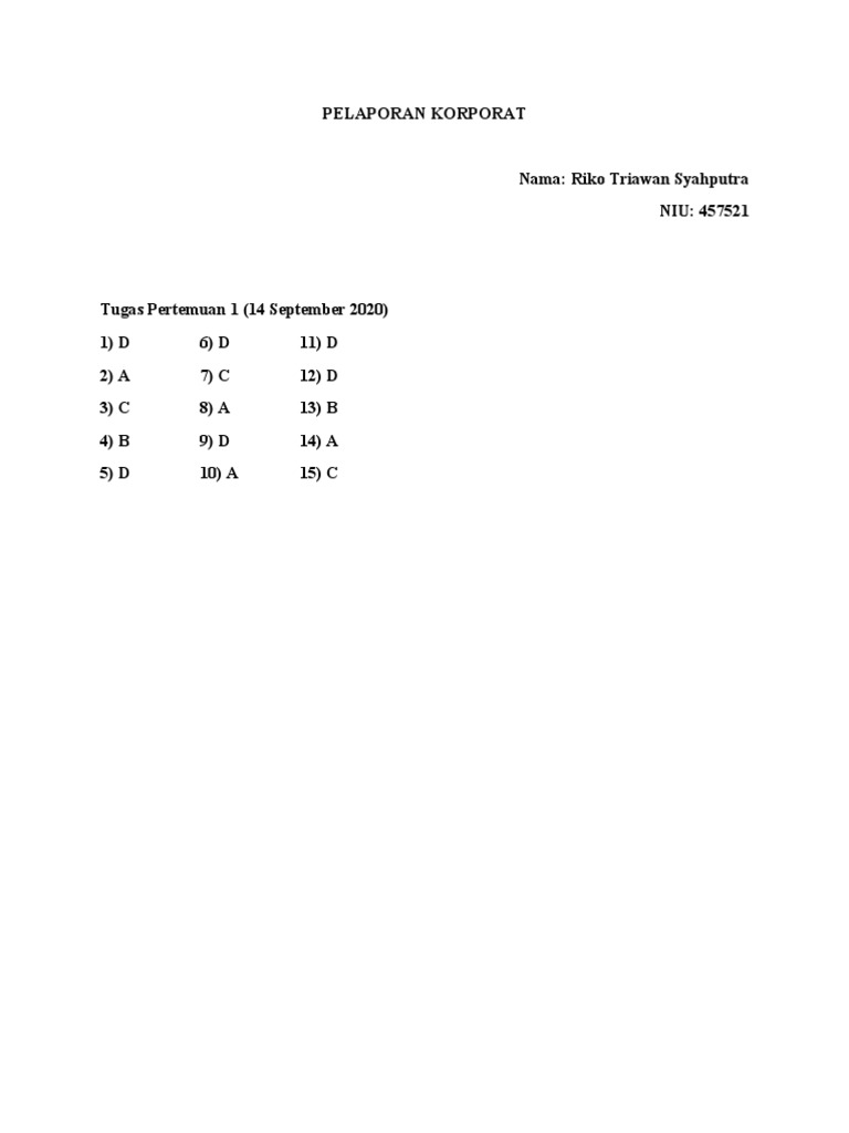 Pelaporan Korporat Tugas 1 (Riko Triawan Syahputra) | PDF