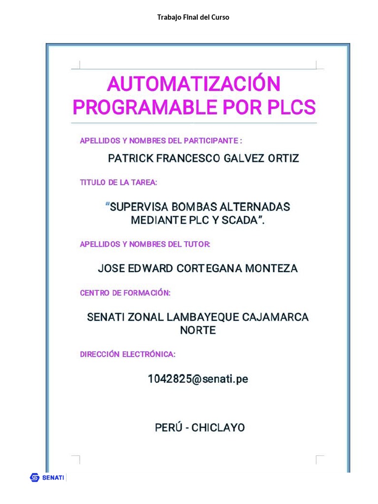 Trabajo Final PLC | PDF | Scada | Controlador lógico programable