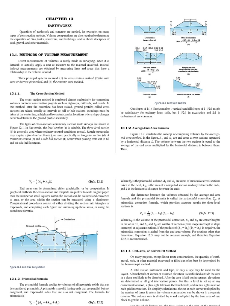 Calculating Earthwork Volumes by Cross-Section Method | PDF | Area ...