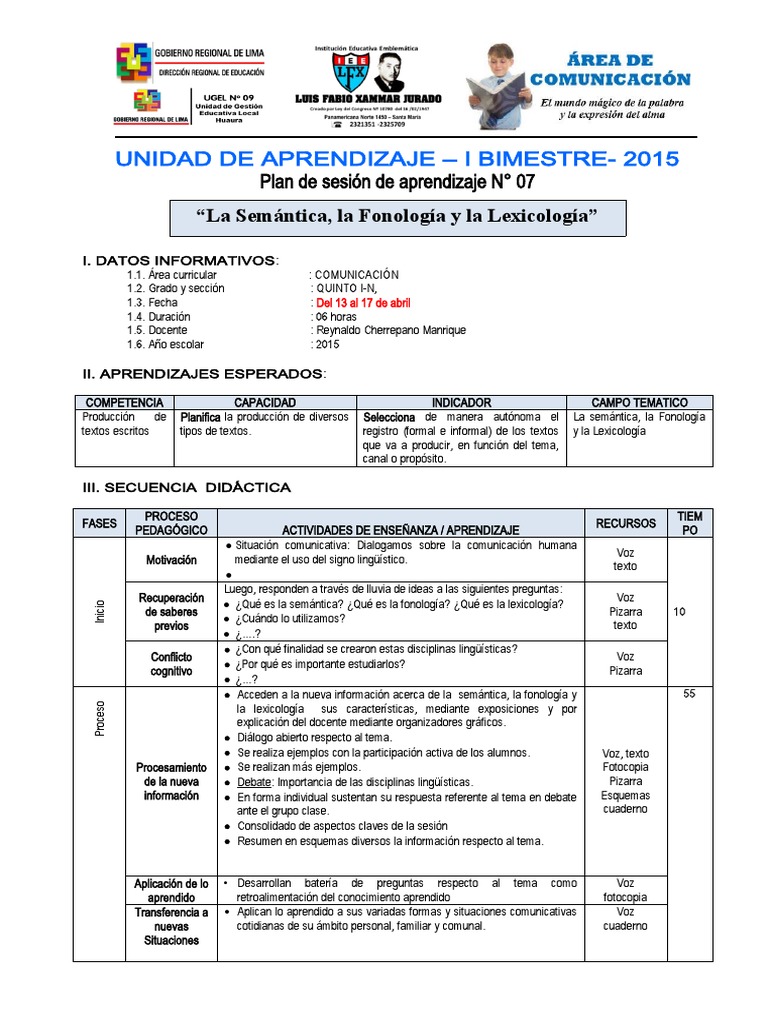 SESI+ôN DE APRENDIZAJE | PDF | Evaluación | Comunicación