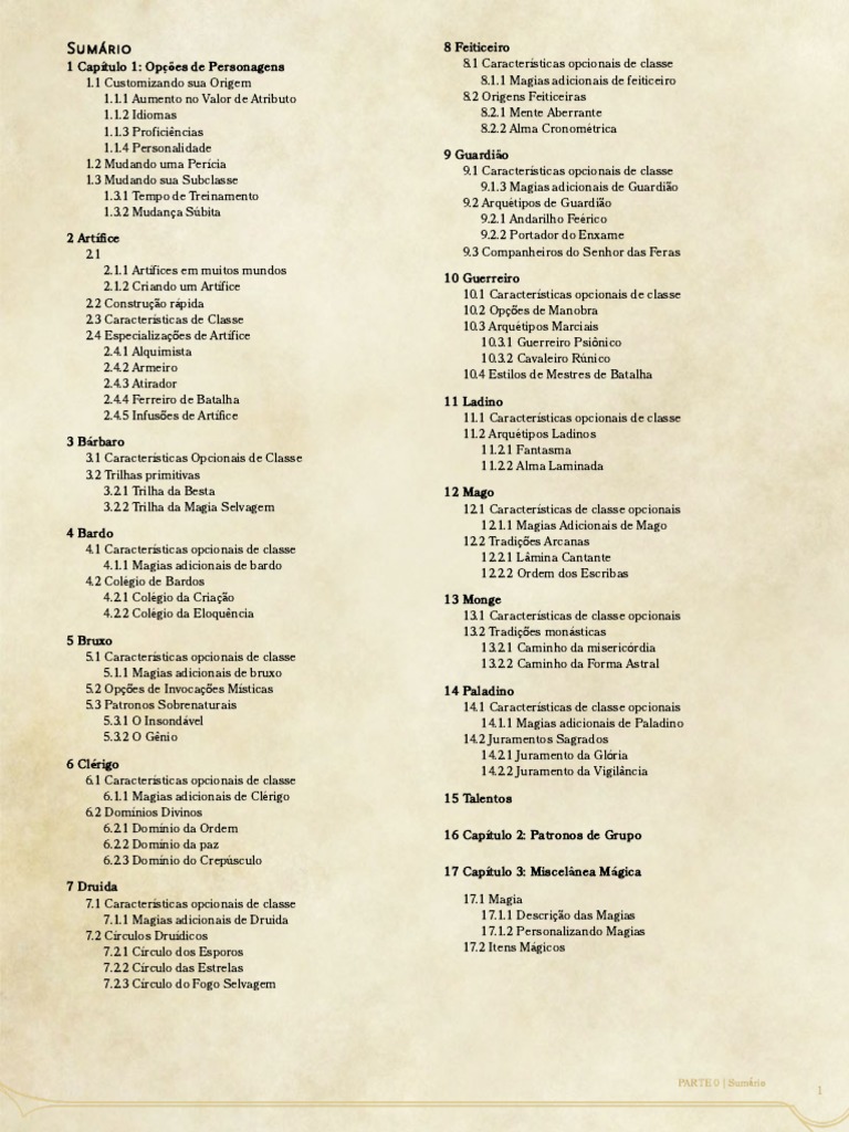 Tasha Capítulos Dos Jogadores (Parte 1, 2 e 3 Do Livro) | PDF | Dungeons & Dragons (jogo) | Alquimia