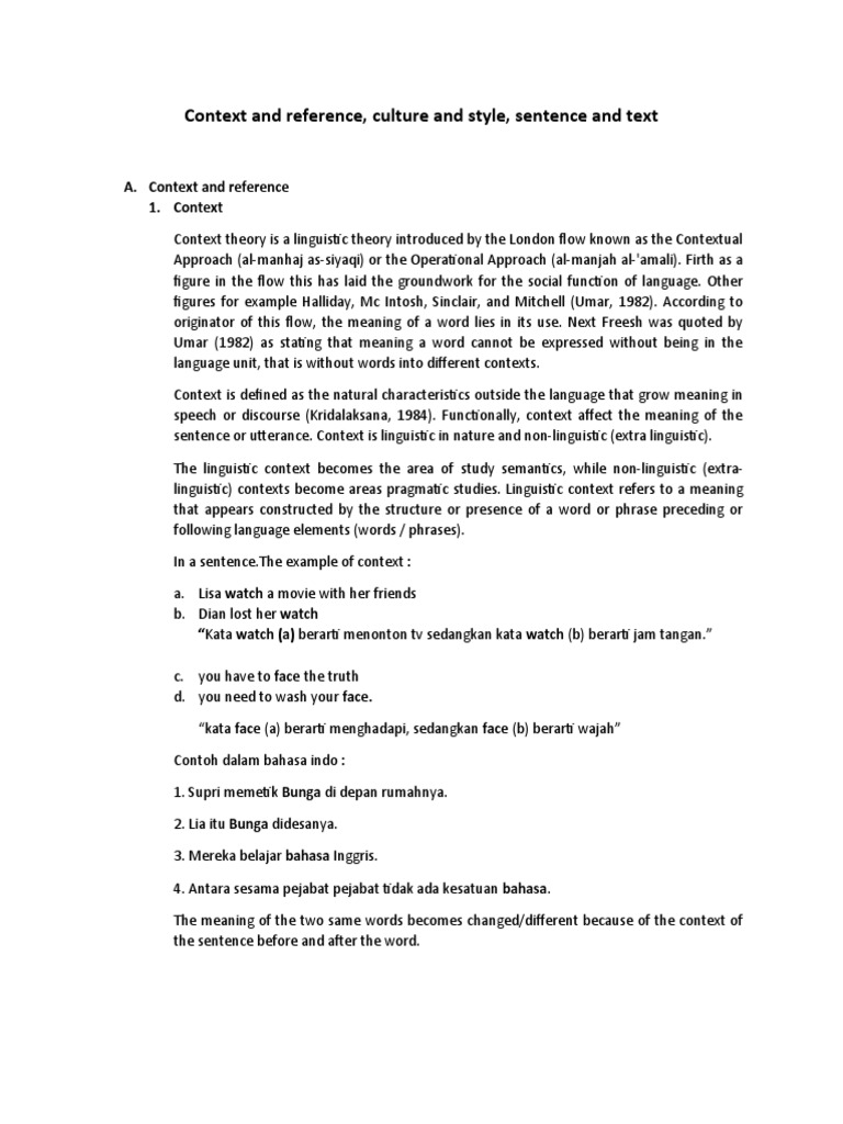 Materi Kelompok 4-Context and Reference, Culture and Style, Sentence ...