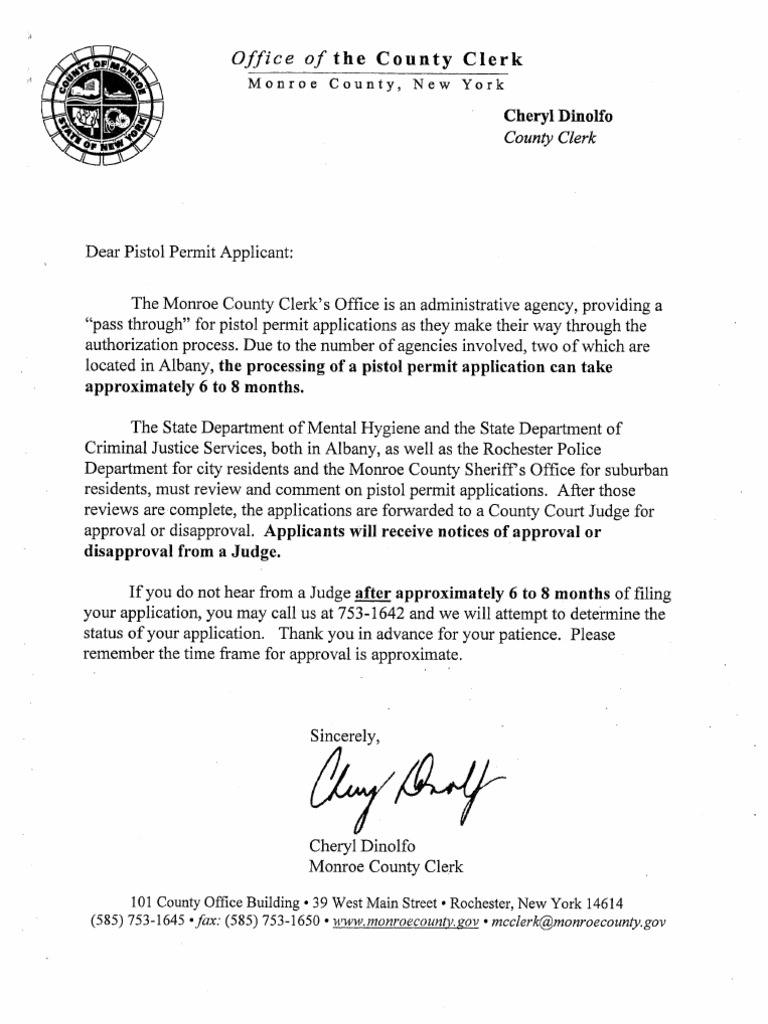 Monroe County Pistol Permit Application | PDF