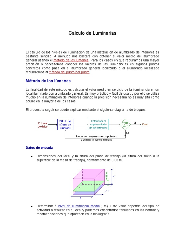 Calculo de Luminarias | PDF | Naturaleza | Enseñanza de matemática