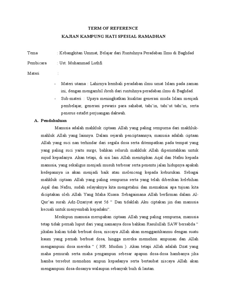 Tor Pembicara Kajian Kampung Hati Spesial Ramadhan 2021 | PDF | Agama & Spiritualitas
