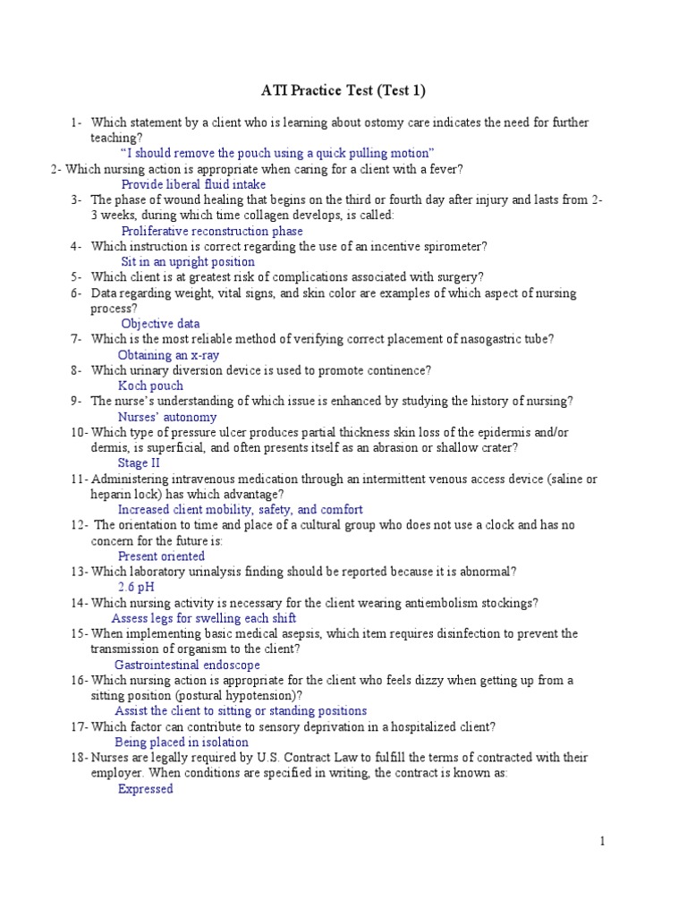 ATI Practice Test | PDF | Blood | Wound