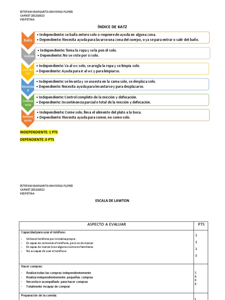 Escalas Katz, Lawton y Tinetti | PDF | Business | Naturaleza