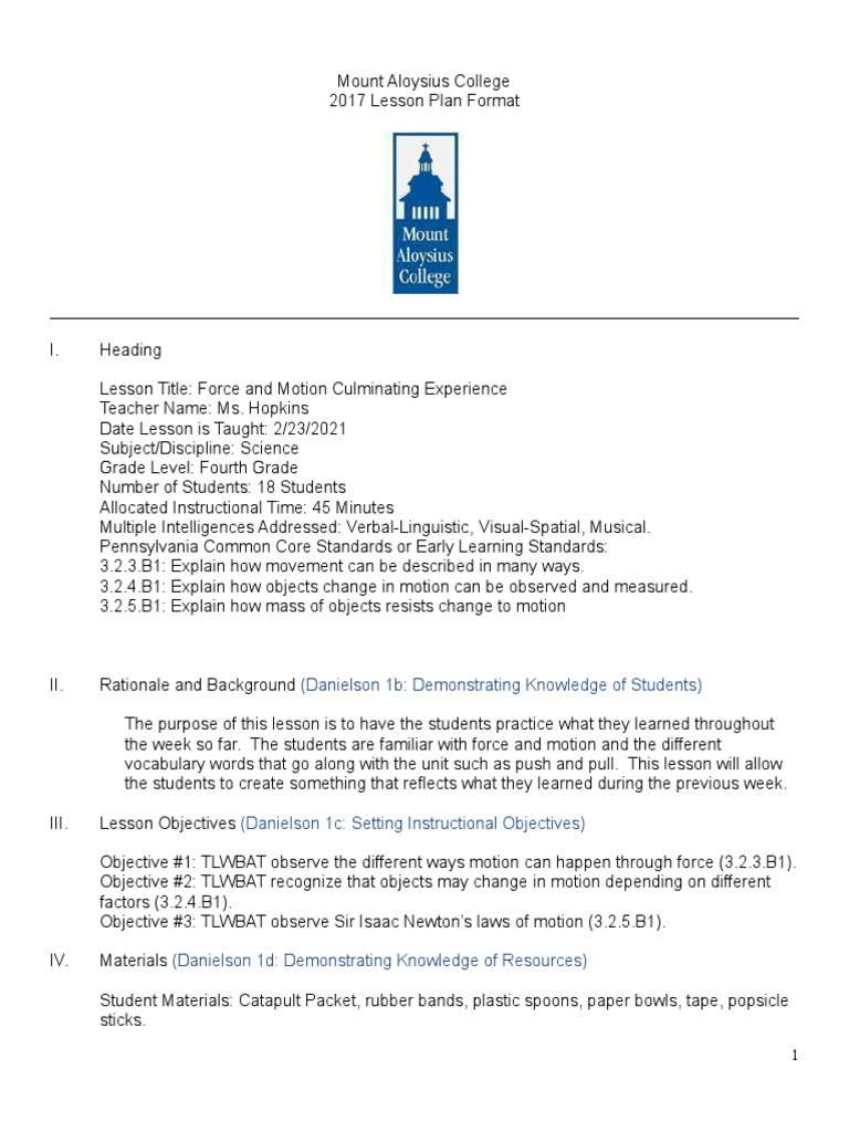 Force and Motion Lesson 7 | PDF | Lesson Plan | Force