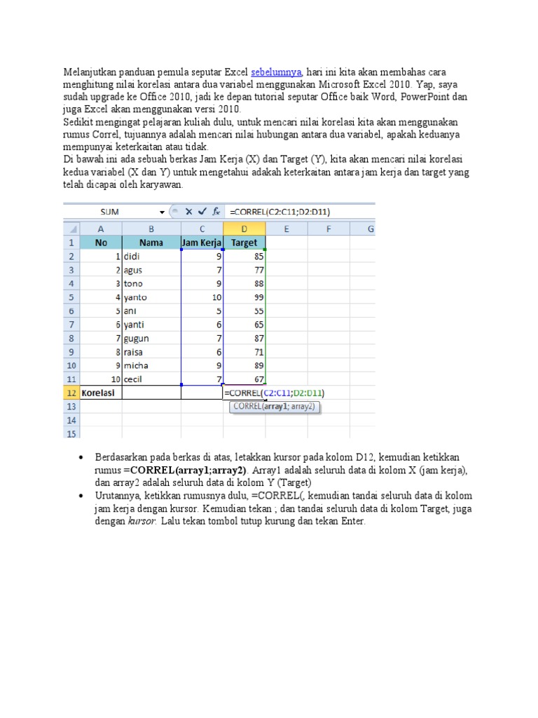 Rumus Correl Excel | PDF | Metode & Bahan Ajar