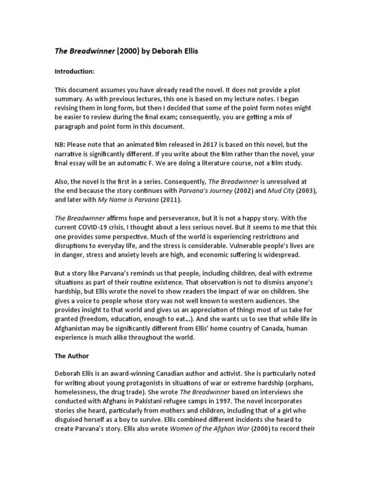 The Breadwinner (2000) by Deborah Ellis | PDF | Taliban | Afghanistan