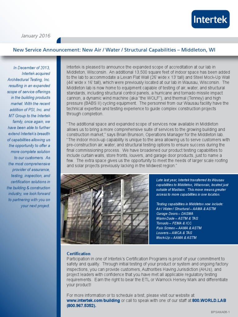 Expanded Testing Capabilities in Middleton: Intertek Now Offers ...