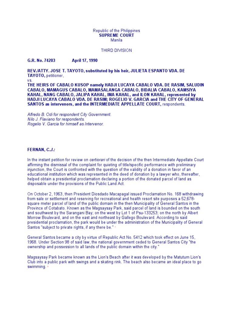 Jurisprudence-Donation of Land From Public Domain | PDF | Patent | Property