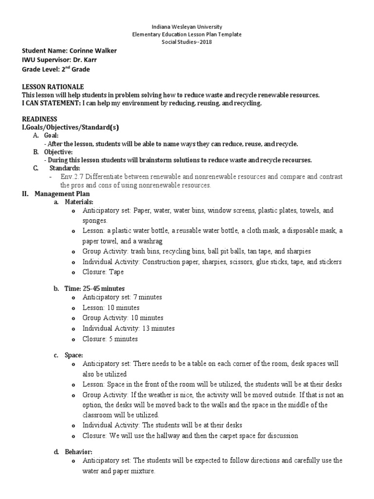 Environmental Science Lesson Plan | Download Free PDF | Lesson Plan | Reuse