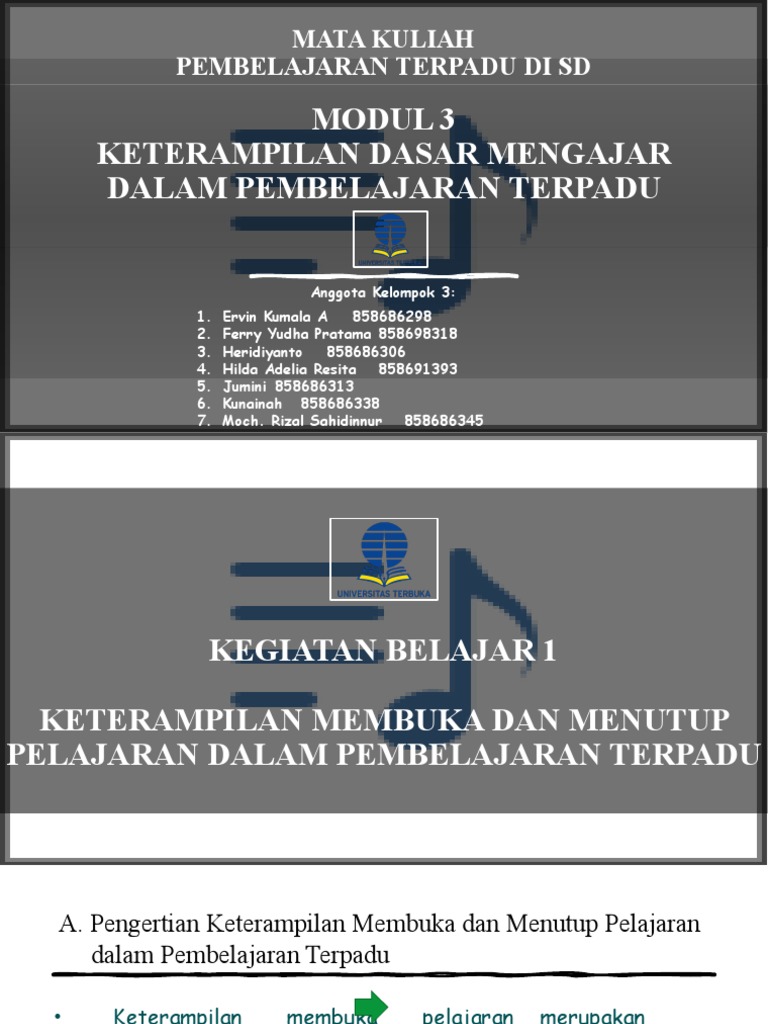 Presentasi - Kelompok 3 - Modul 3 - Pembelajaran Terpadu | PDF