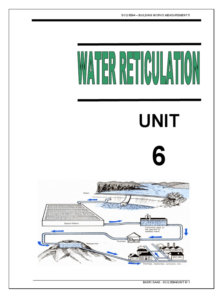 Unit 06 - Water Reticulation | PDF | Water Purification | Water Supply ...