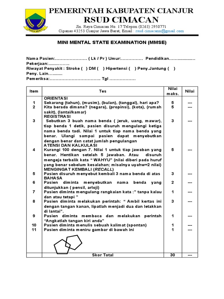 Mini Mental State Examination | PDF