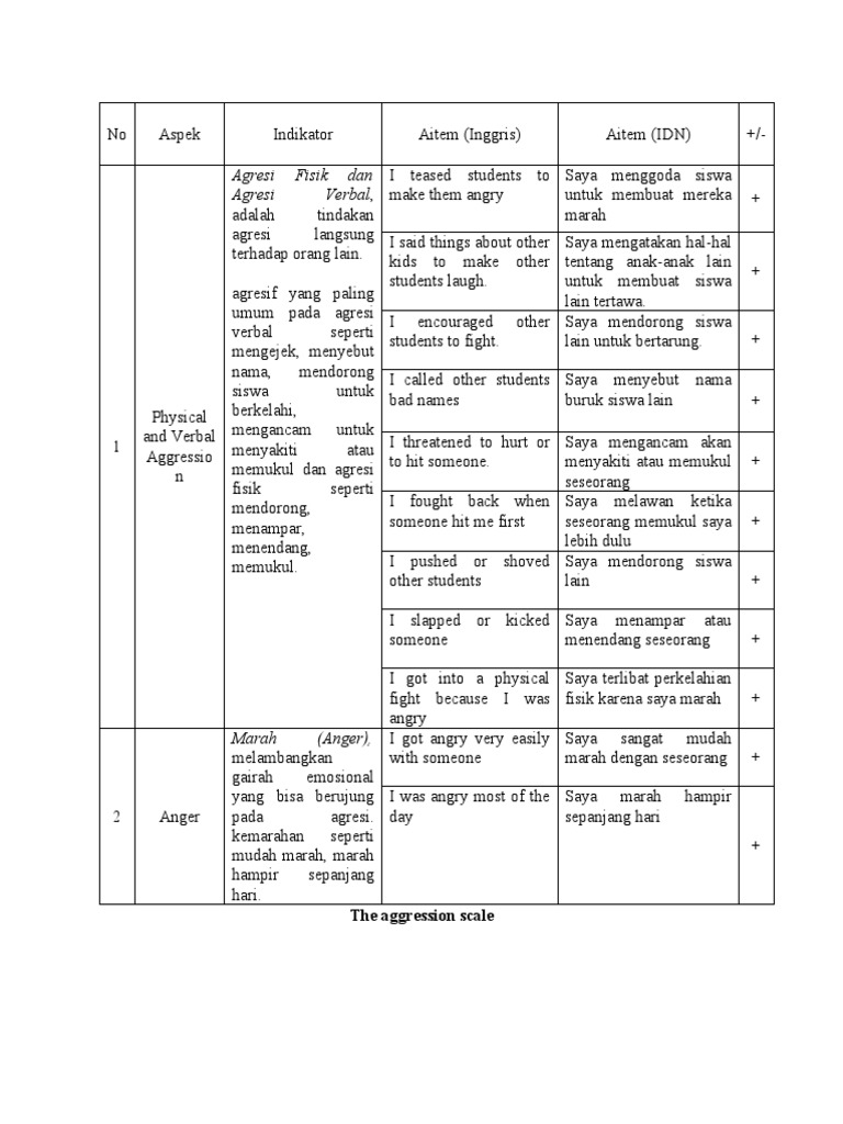 The Aggression Scale Blueprint | PDF