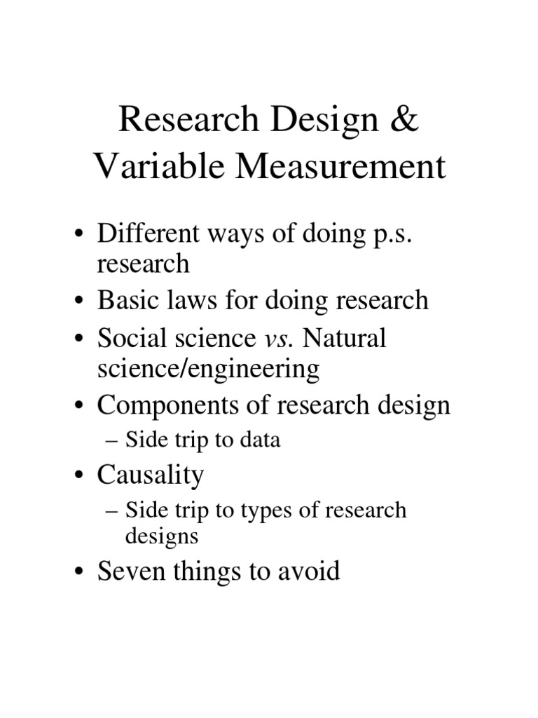 Research Design & Measurement Methods | PDF | Experiment | Causality