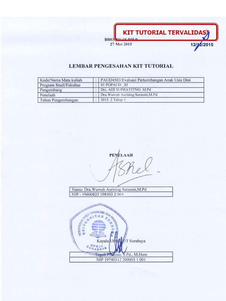 PAUD4503-Evaluasi Perkembangan AUD | PDF