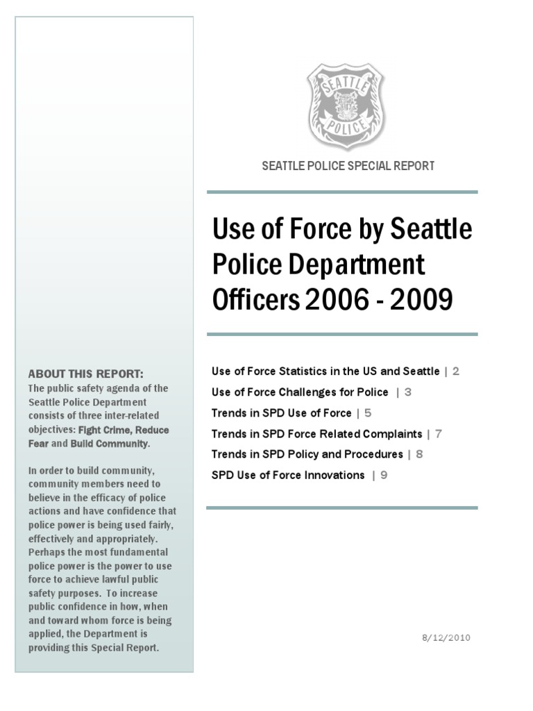 Use of Force by Seattle Police Department Officers 2006 - 2009 | PDF ...