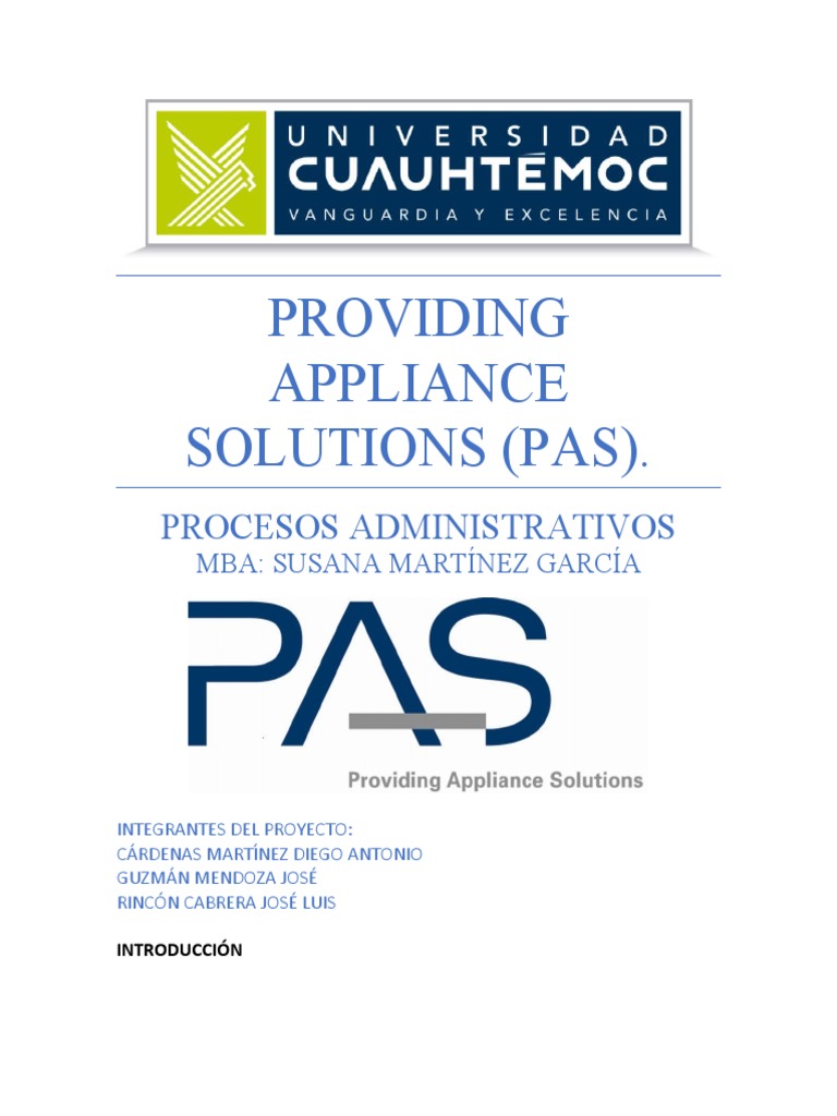 Análisis de PAS Appliance Systems | PDF | Empresas | Liderazgo