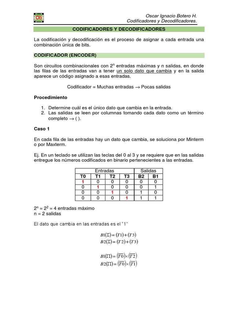 CODIFICADORES Y DECODIFICADORES 1 - Unlocked | PDF | Aritmética ...