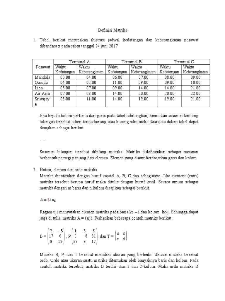 Definisi Matriks | PDF