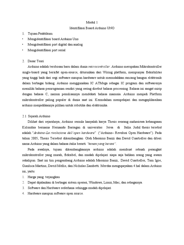 Laporan Identifikasi Board Arduino UNO | PDF