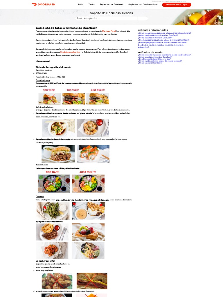Cómo Añadir Fotos A Tu Menú de Doordash | PDF