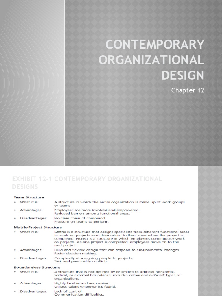 Chapter 12 - Contemporary Organizational Design | PDF | Organizational ...