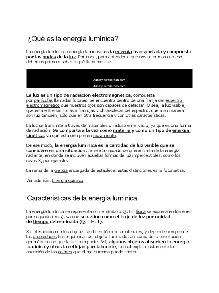 ¿Qué Es La Energía Lumínica? | PDF | Ligero | Dom