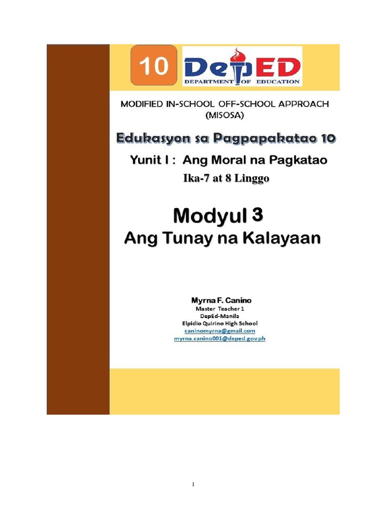 EsP 10 - Q1 - W5-W6 - Mod3 - Ang Tunay Na Kalayaan | PDF
