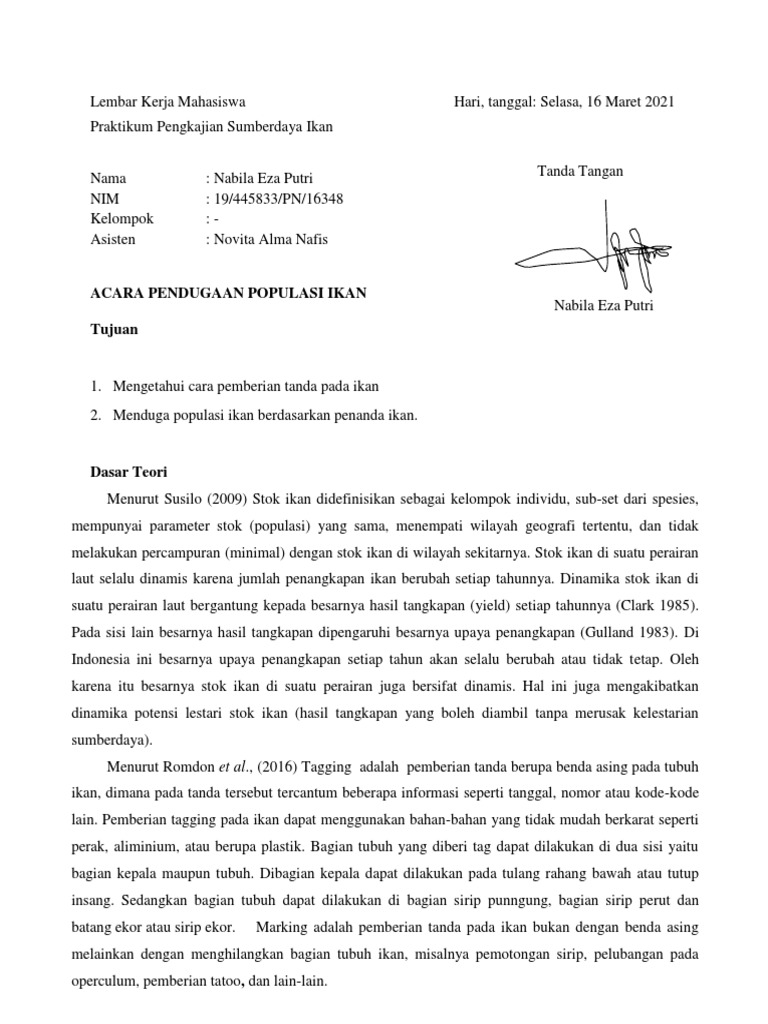 Nabila Eza P - Laporan Pendugaan Populasi | PDF