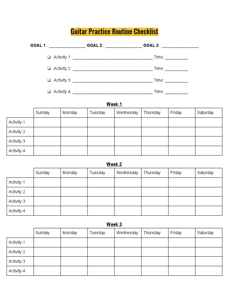Guitar Practice Routine Checklist | PDF