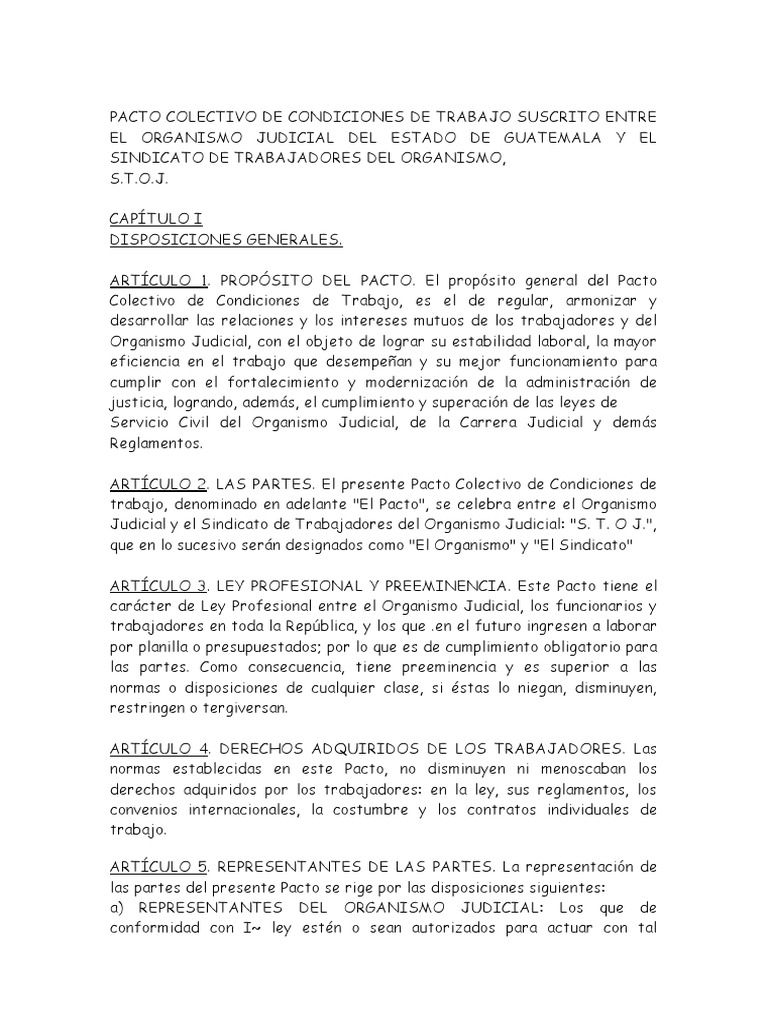 Pacto Colectivo de Condiciones de Trabajo (1607) | PDF | Sindicato ...