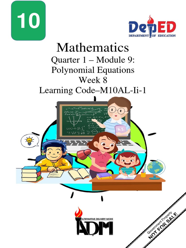 Mathematics: Quarter 1 - Module 9: Polynomial Equations Week 8 Learning ...